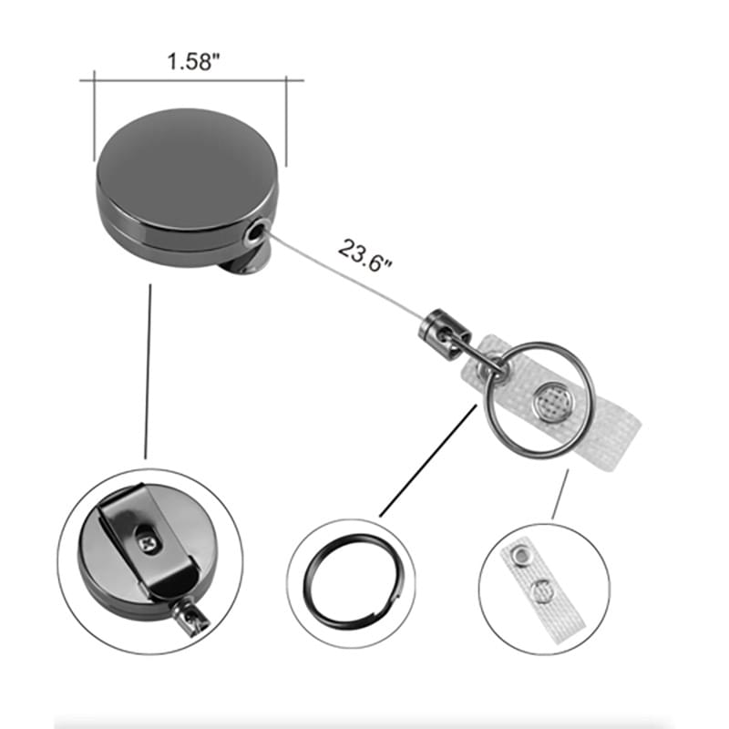 Round Heavy Duty Metal Badge Reel w/ Belt Clip - Custom printed with ...